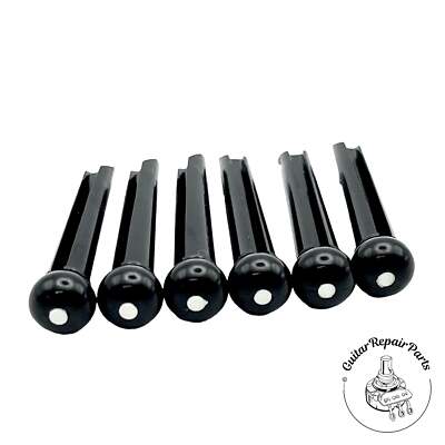 Plastic Acoustic Guitar Bridge Pins (6 pcs) - Black w. White Dot | eBay