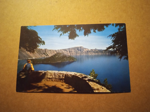 Wizard Island From Lookout Point - Old Postcard | eBay