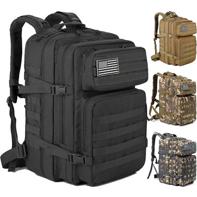 50L Large Tactical Military Backpack Waterproof Rucksack Hiking Laptop ...