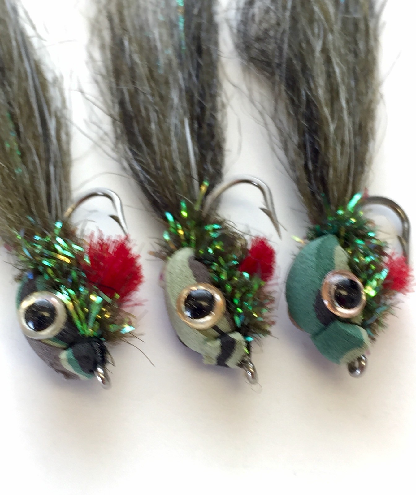 (3) TOP WATER TADPOLE FLIES. FLY FISHING TROUT, BASS. FROG POLLY WOG #6 ...