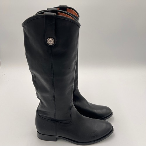 Frye Riding Boots Melissa Button 2 Equestrian Womens 7.5 Black Leather ...