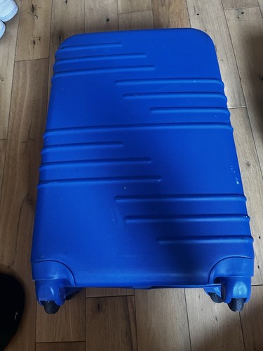 Medium Blue Hard Shell 4 Wheel Suitcase | eBay UK
