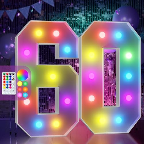 Marquee Numbers Colorful 60th-Birthday Decoration: 4FT Large 4 Feet ...