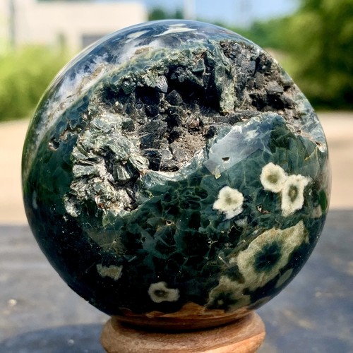 314G Natural Colorful ocean jasperquartz geode crystal sphere ball ...