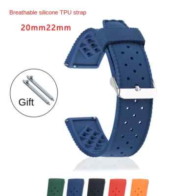 Porous Breathable Silicone TPU Watch Strap Waterproof Wristbands 20/22 ...