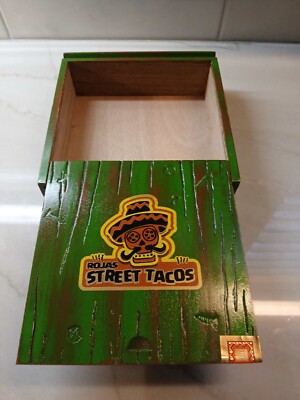 Rojas Street Tacos Toro Green Empty Wooden Cigar Box Approx - 7"x7"x2 ...