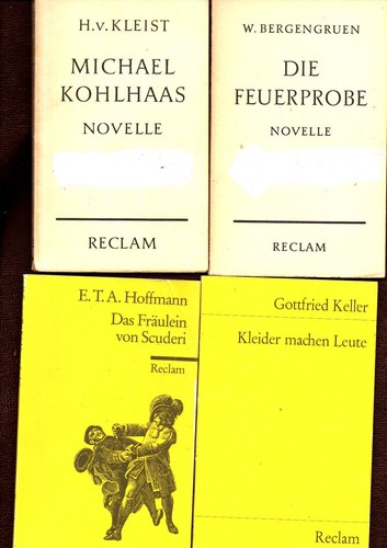 4x RECLAM Hefte Klassik Novellen Keller Kleist E.T.A. Hoffmann ...