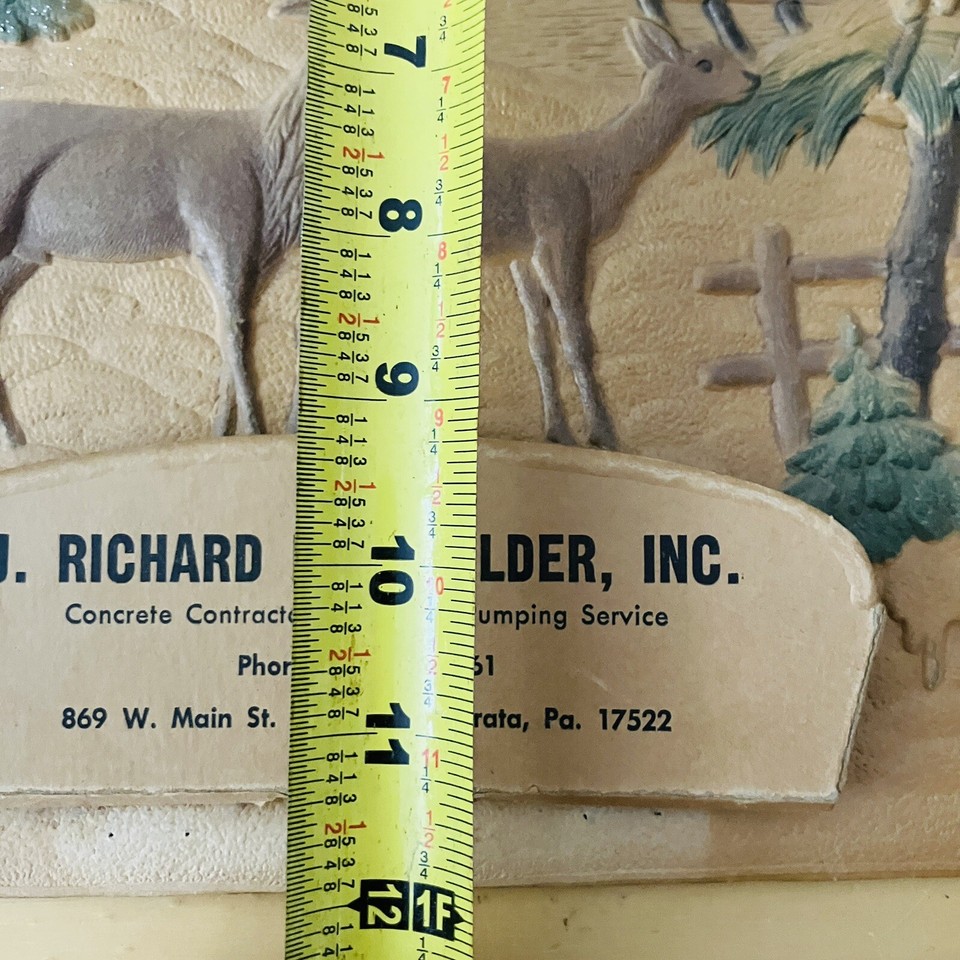 VTG DIECUT EMBOSSED GERMAN CALENDAR TOPPER Stag Paper Ephemera XMAS ...