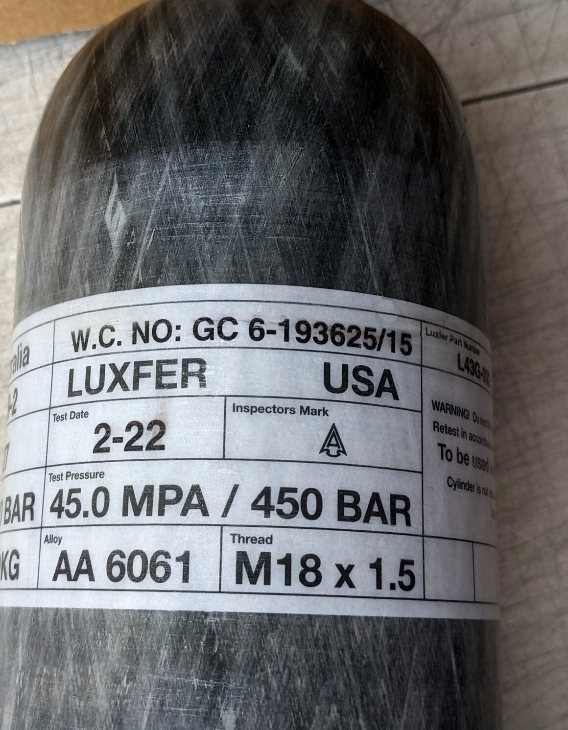 MSA Luxfer Breathing Air Cylinders SCBA L43G 4.2L Carbon Tank 2022 ...