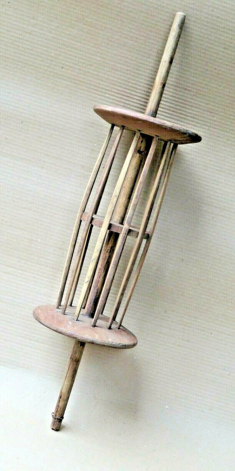 VINTAGE WOOD SPOOL flying kite THREAD STRING HOLDER SPINDLE LARGE ...