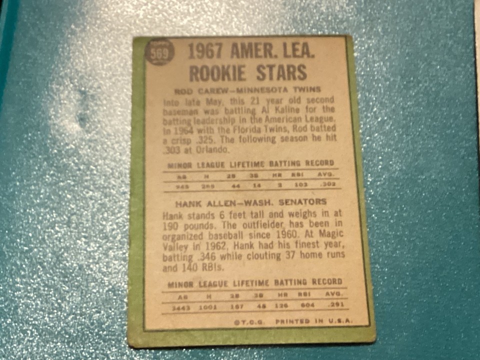 1967 Topps High Number #569 AL Rookie Stars Rod Carew TWINS HOF - EX | eBay