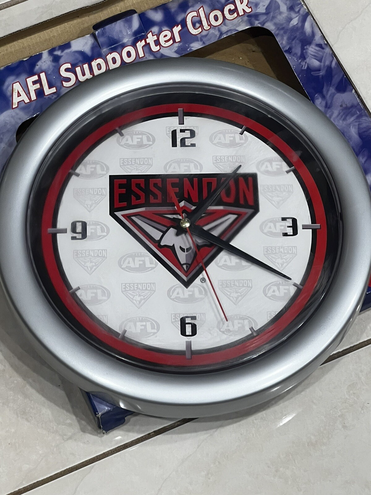 Essendon Bombers AFL Supporter Clock Wall Clock Battery Operated Pro ...