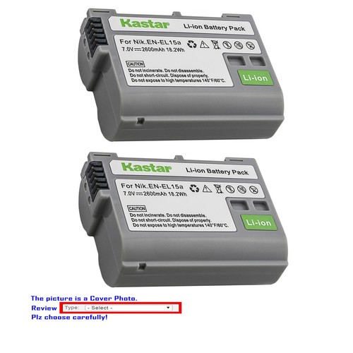 Kastar Rechargeable Li-ion Battery for EN-EL15b EN-EL15a Nikon D7000 ...