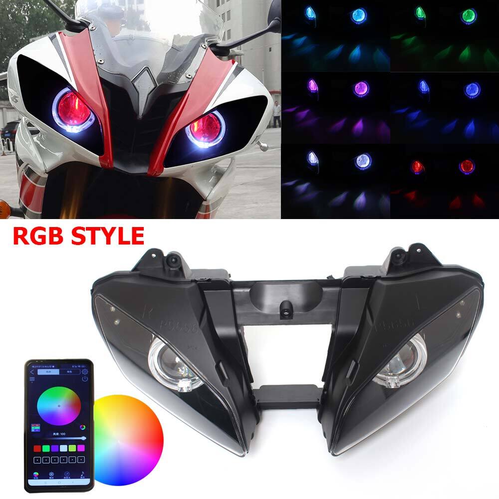 Assembly Headlight RGB Devil Angel Eyes APP Control For Yamaha YZF R6 ...