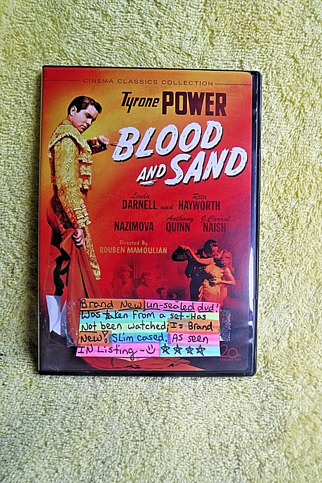 BRAND NEW/UN-SEALED DVD! TYRONE POWER IN BLOOD AND SAND! INCLUDES 4 ...