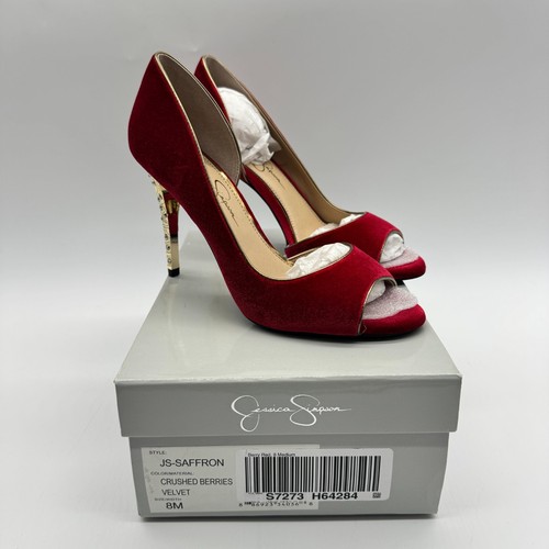 Jessica Simpson Heels Red Womens Size 8 Saffron Velvet D'Orsay ...