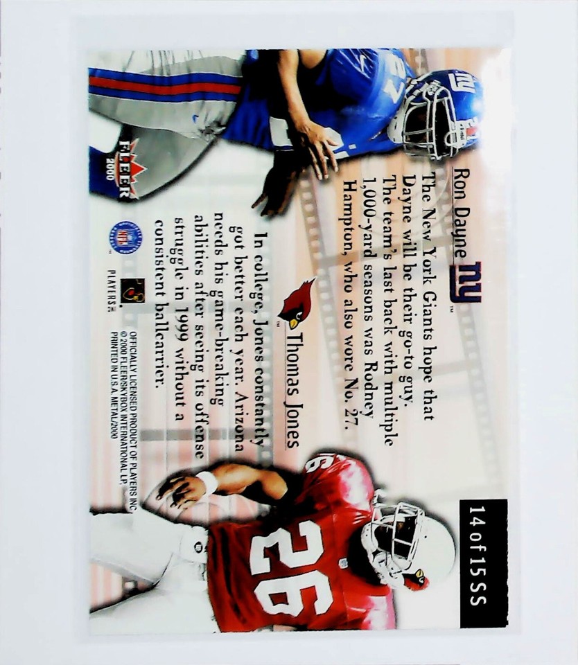 2000 Fleer 14 Thomas Jones Ron Dayne Metal Football Sunday NM | eBay