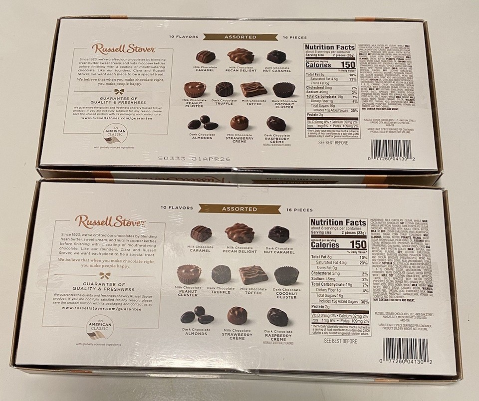 Russell Stover 32pc Assorted Milk Dark Chocolate Gift Box 2 Pack ...