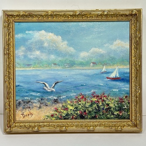 Doris Peacor Oil Painting Cape Cod Artist Ocean Sailboat Beach Seagull ...