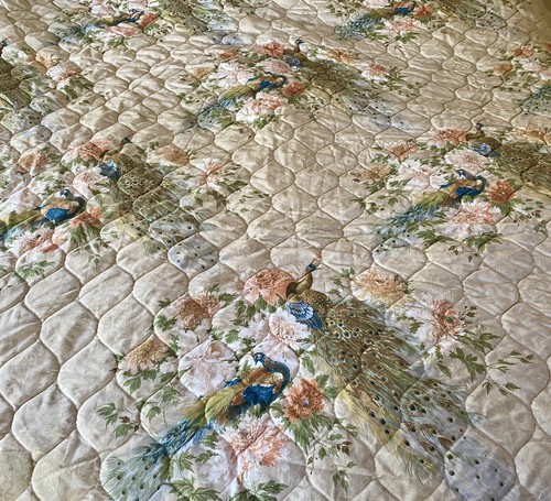 Vintage Burlington Comforter Quilt Bed Spread Peacock Floral Queen | eBay