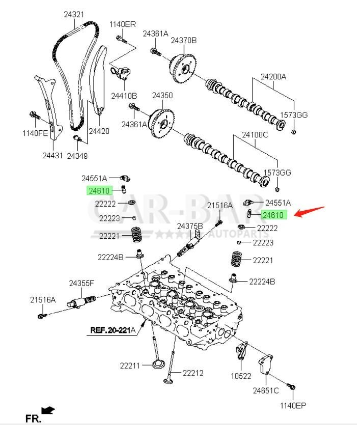 Rocker & Adjuster-Rocker Arm for Hyundai Kia 1.8L 2.0L 245512E001 ...