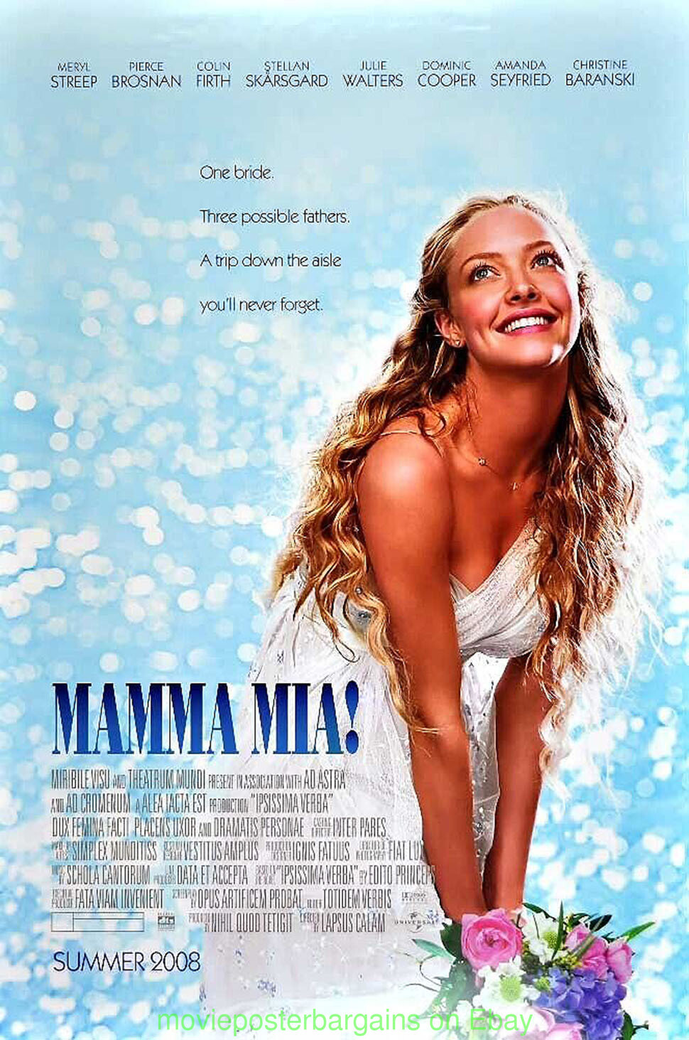 MAMMA MIA ! MOVIE POSTER Double Sided 27x40 ABBA Amanda Seyfried ...