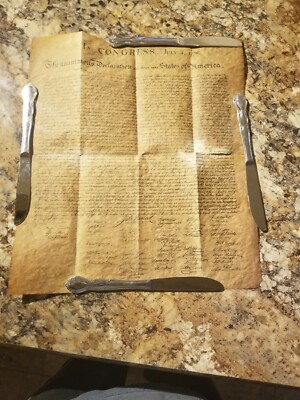 CONSTITUTION OF THE UNITED STATES OF AMERICA PRINTED PARCHMENT PAPER ...