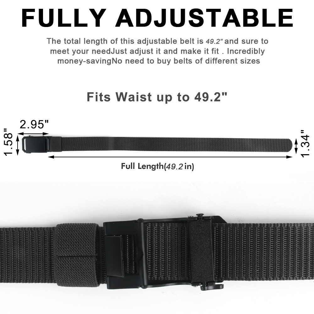 Mens Ratchet Belt Nylon Web Belts for with Automatic Slide Buckle ...