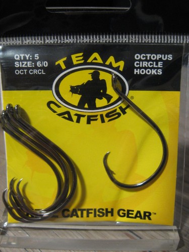 5 Pk Team Catfish Octopus Circle Fishing Hooks Size 6/0 Black Carbon Steel | eBay