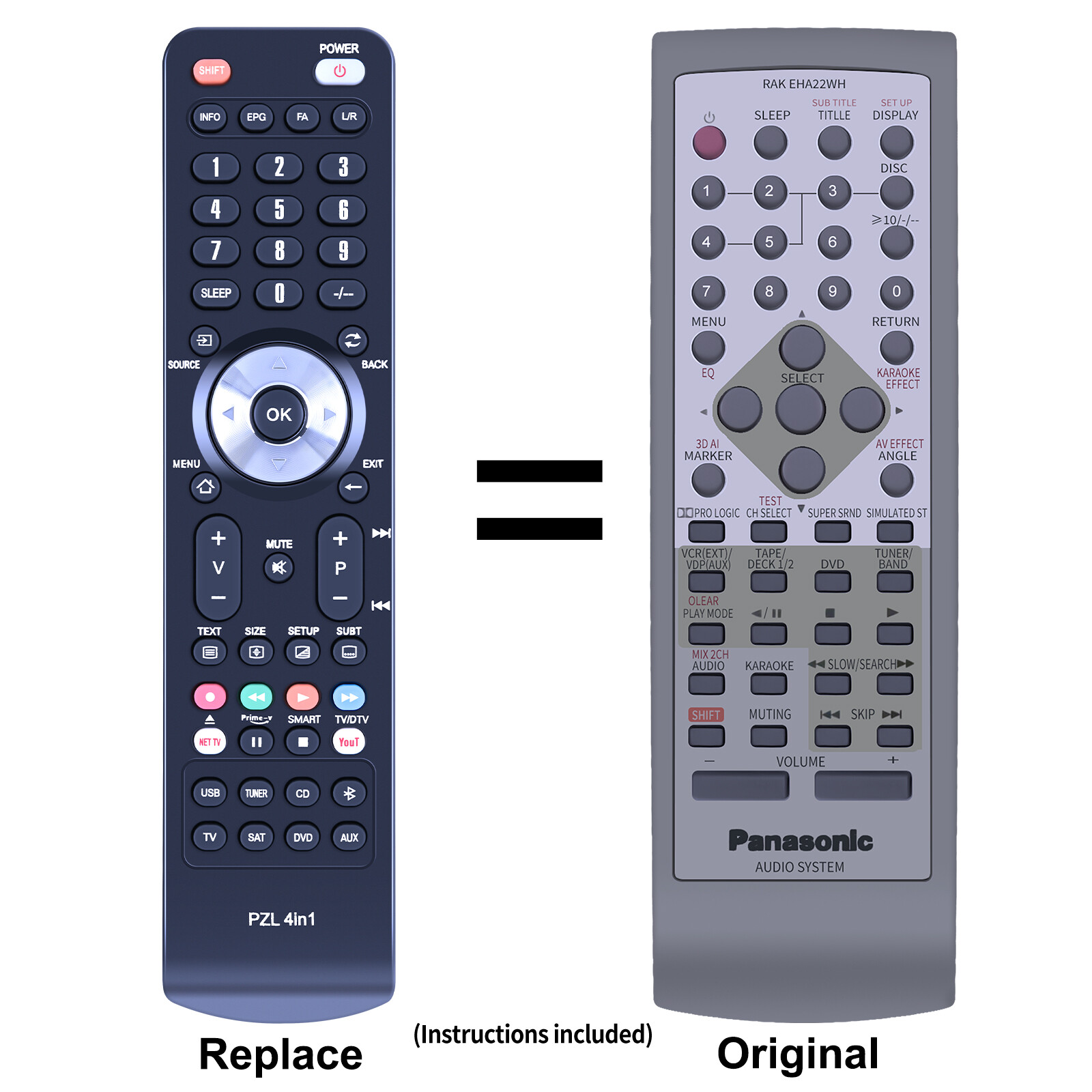RAK-EHA22WH Replacement Remote Control For Panasonic Technics sa-dv150 ...