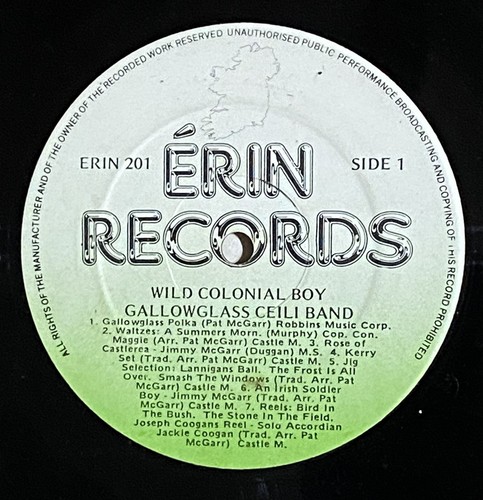 Érin Records Wild Colonial Boy Gallowglass Ceili Band Vintage Vinyl ...
