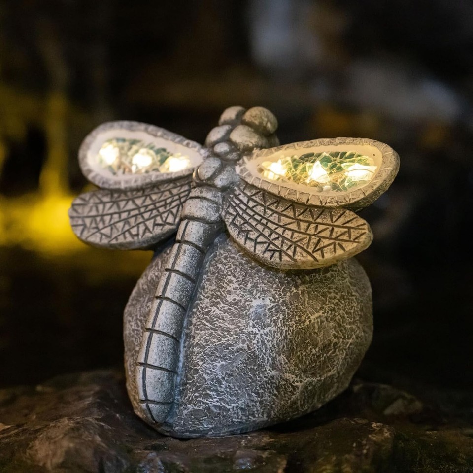 Solar Dragonfly Garden Statue Outdoor Dragonfly Figurine Light for ...