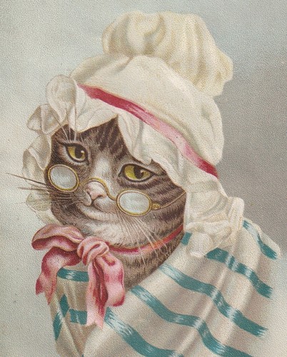 Anthropomorphic Victorian Greeting Card Tabby Cat Grandma with ...
