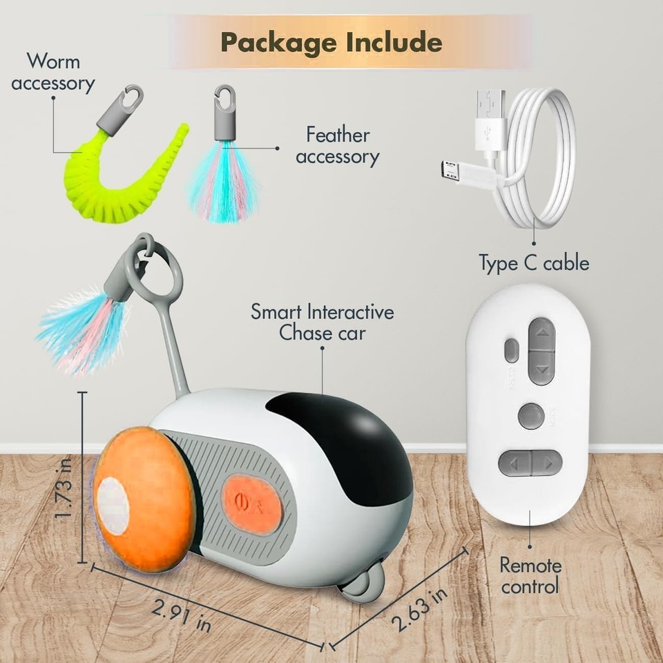 Remote Control Cat Toy, Smart Cat Toy Car, Interactive Cat Toy with 2 ...