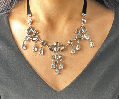 Statement Crystals Black Adjustable Necklace | eBay