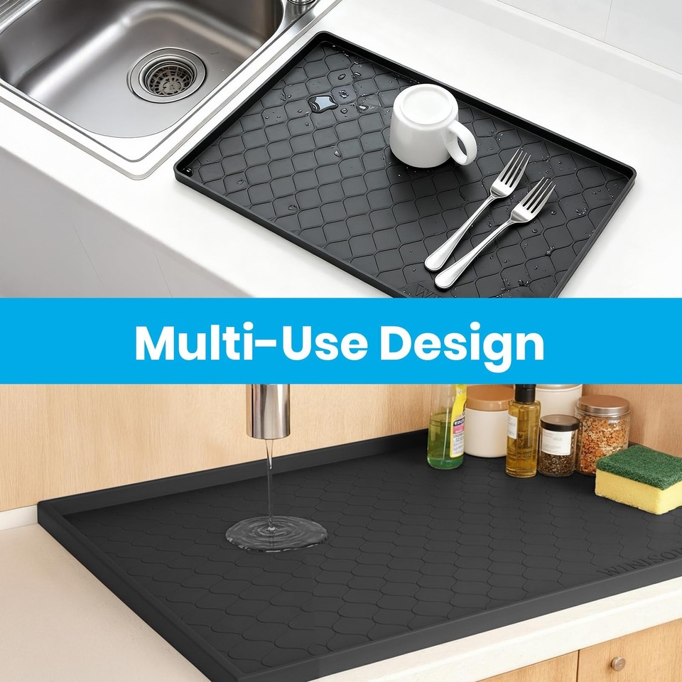 Silicone Sink Mat 19" x 19", Waterproof Kitchen Mat for Sink, Counter ...