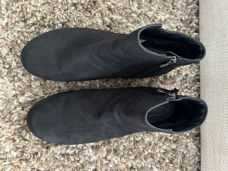 Aravon Boots Womens 10 Fairlee Ankle Booties Wedge CH3272 Black Leather ...