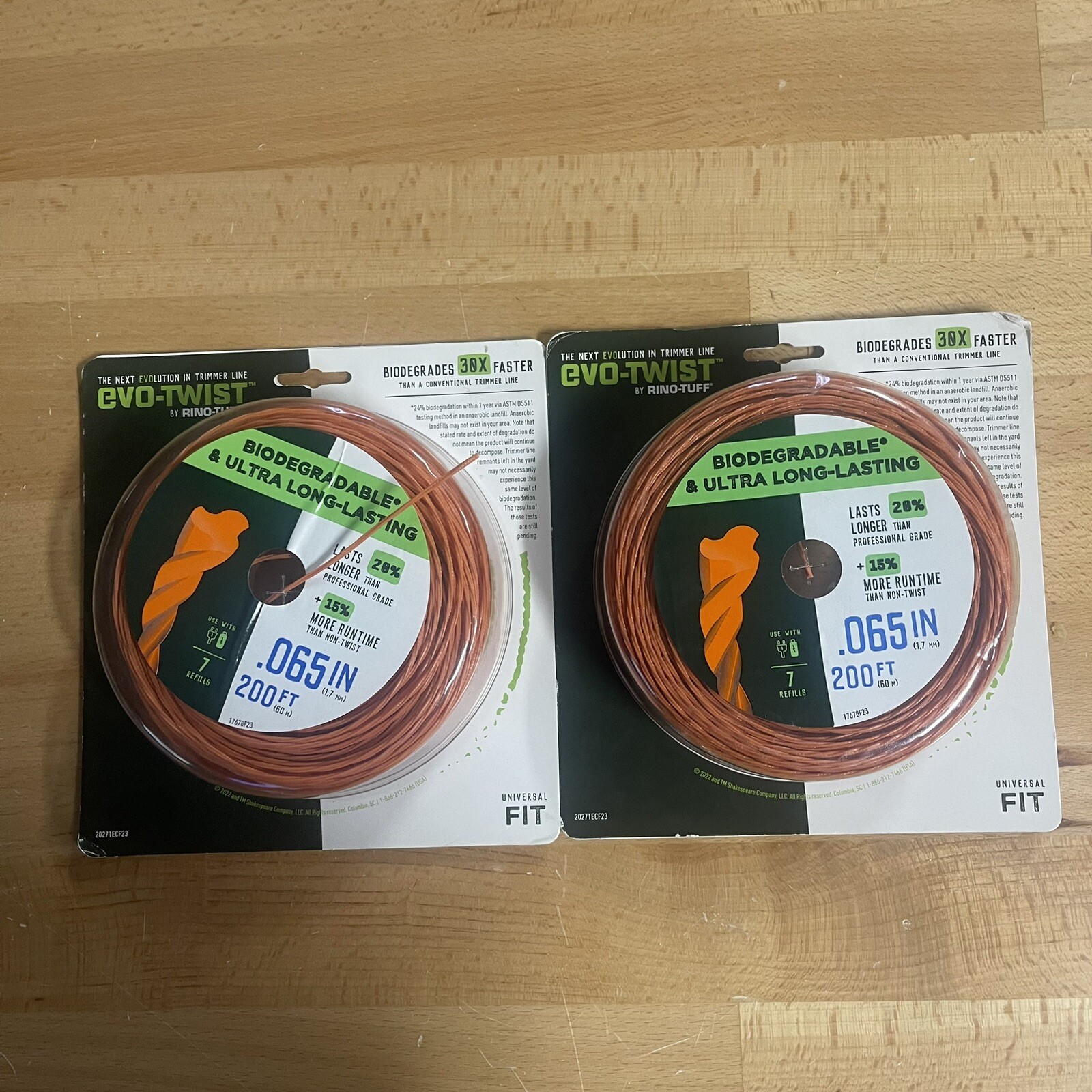 EVO TWIST Trimmer Line by Rino-Tuff Biodegradable .065" 200ft (2 Pack ...