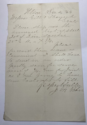 Two 19th Century Letters (1865-66) from Utica New York regarding Steel ...