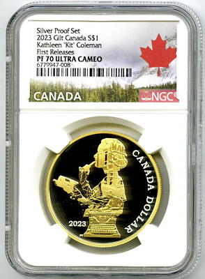 2023 CANADA $1 SILVER GILT NGC PF70 UCAM KATHLEEN ' KIT ' COLEMAN FIRST ...
