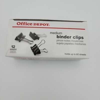 Office Depot Medium Binder Clips 12 Clips Per Box Holds Up To 80 Sheets ...