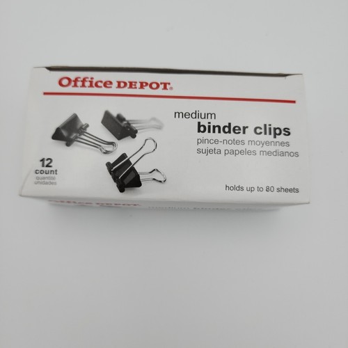 Office Depot Medium Binder Clips 12 Clips Per Box Holds Up To 80 Sheets ...