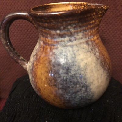 Blue Tan Brown Swirls Art Pottery Teleflora Pitcher | eBay