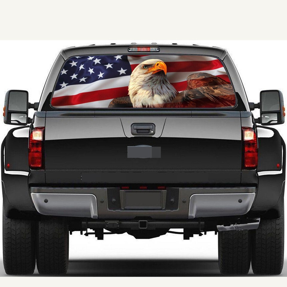 Car Sticker Rear Window American Flag Graphic DIY Decal Fit For Ford ...