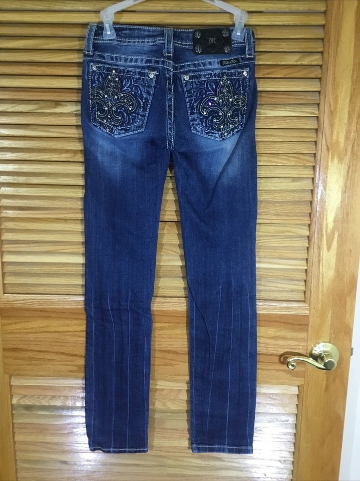 Miss Me Girls Size 14 Blue Denim Studded Jeweled Jeans CK-72 | eBay