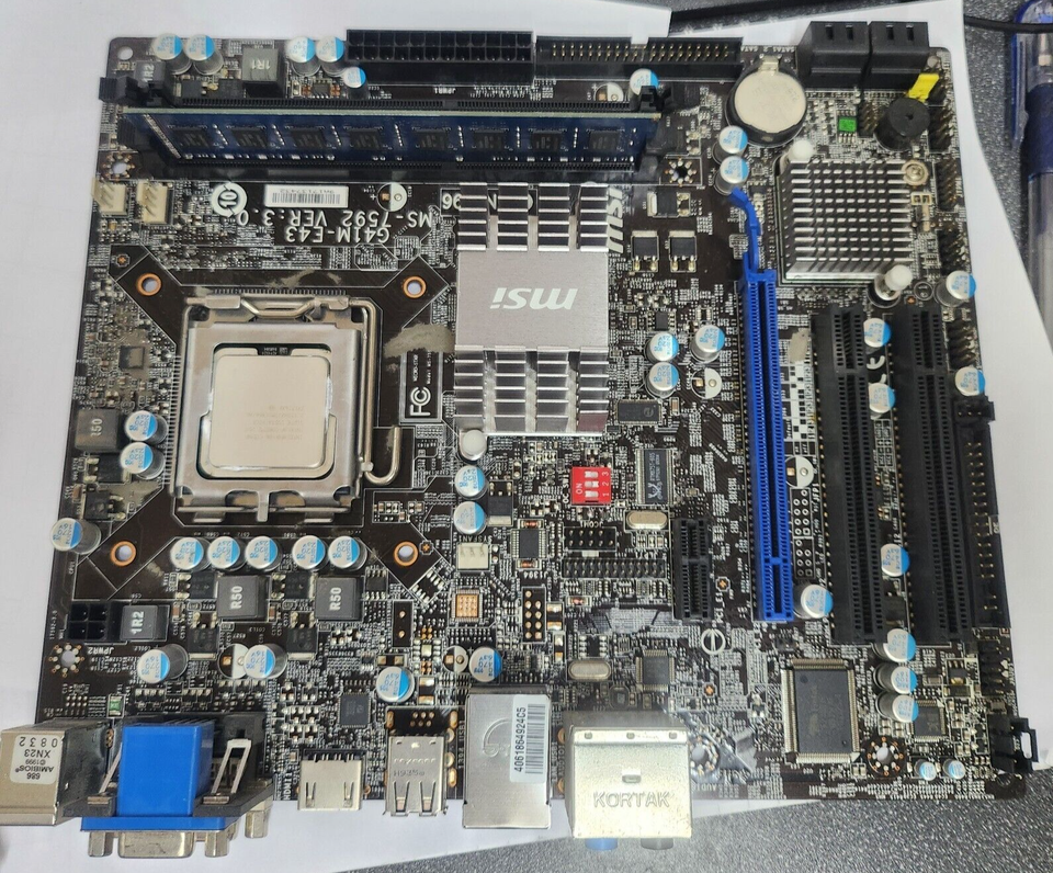MSI MS-7592 G41M-E43 G41 LGA775 DDR3 Motherboard w/ E7500 CPU, 4GB No I ...