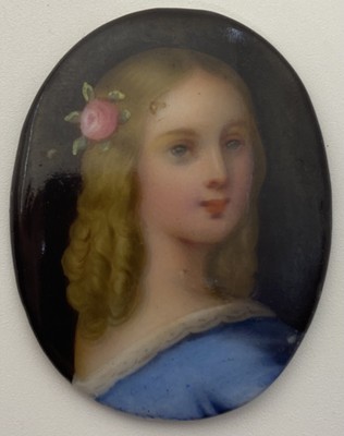 Vintage Antique 19th Century French Hand Painted Miniature Portrait On ...