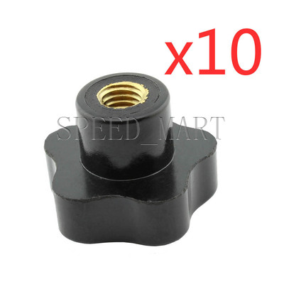10pcs Black Plastic M10 10mm Female Thread Star Shaped Head Clamping ...