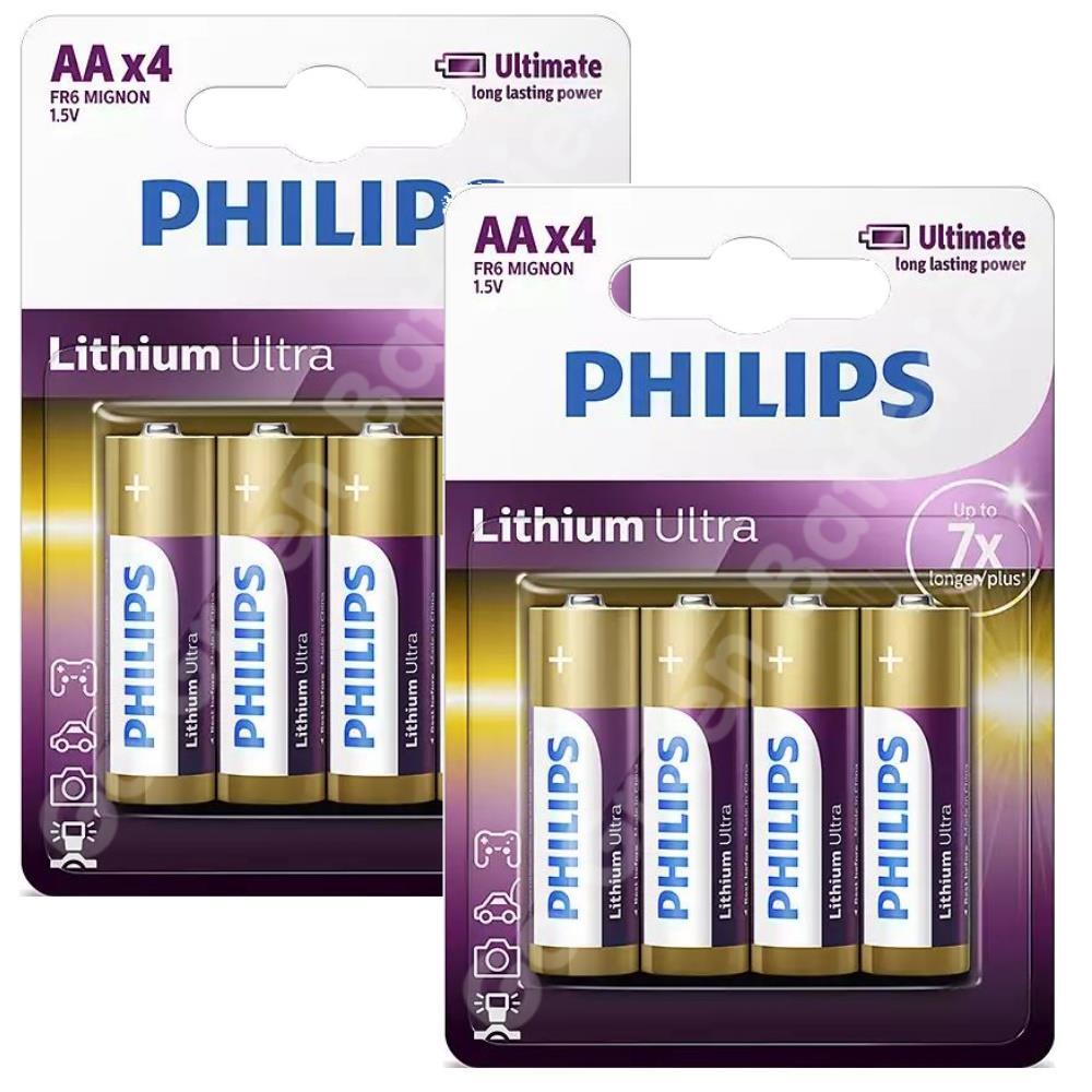 Philips AA AAA 9v Lithium Batteries Ultra PP3 1.5v LR6 L91 LR03 L92 ...