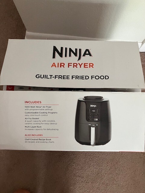 Ninja Air Fryer AF100 Crisps 4QT Capacity High Gloss Black 622356554572 ...